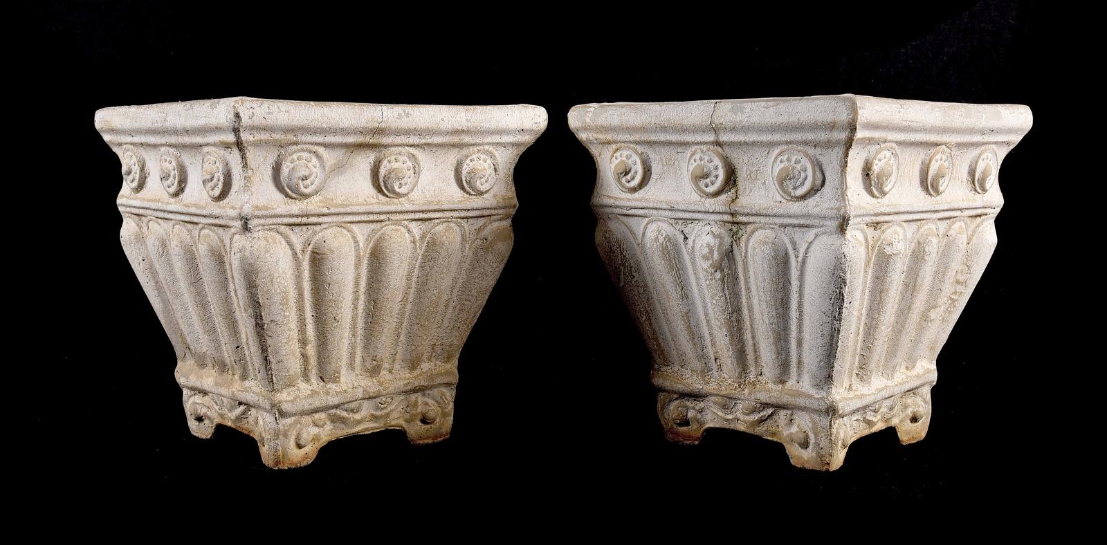 Large | Pair of cream concrete jardinières | MutualArt