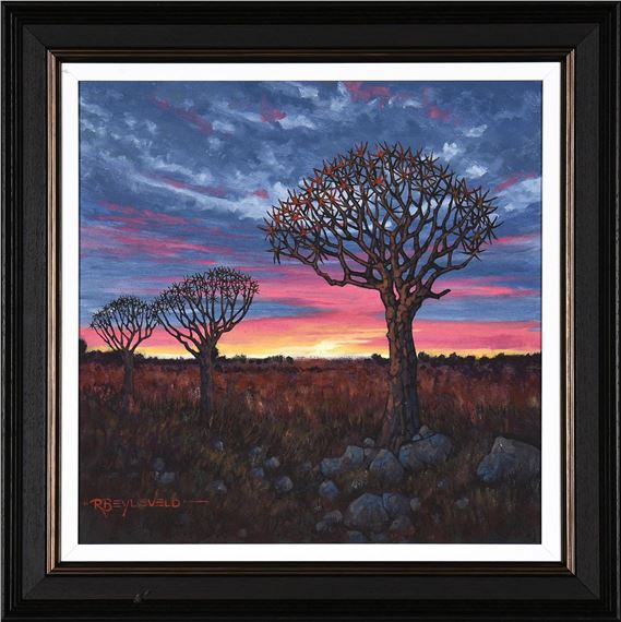 Richard Beyleveldt | Three Quivertrees at Sunset | MutualArt