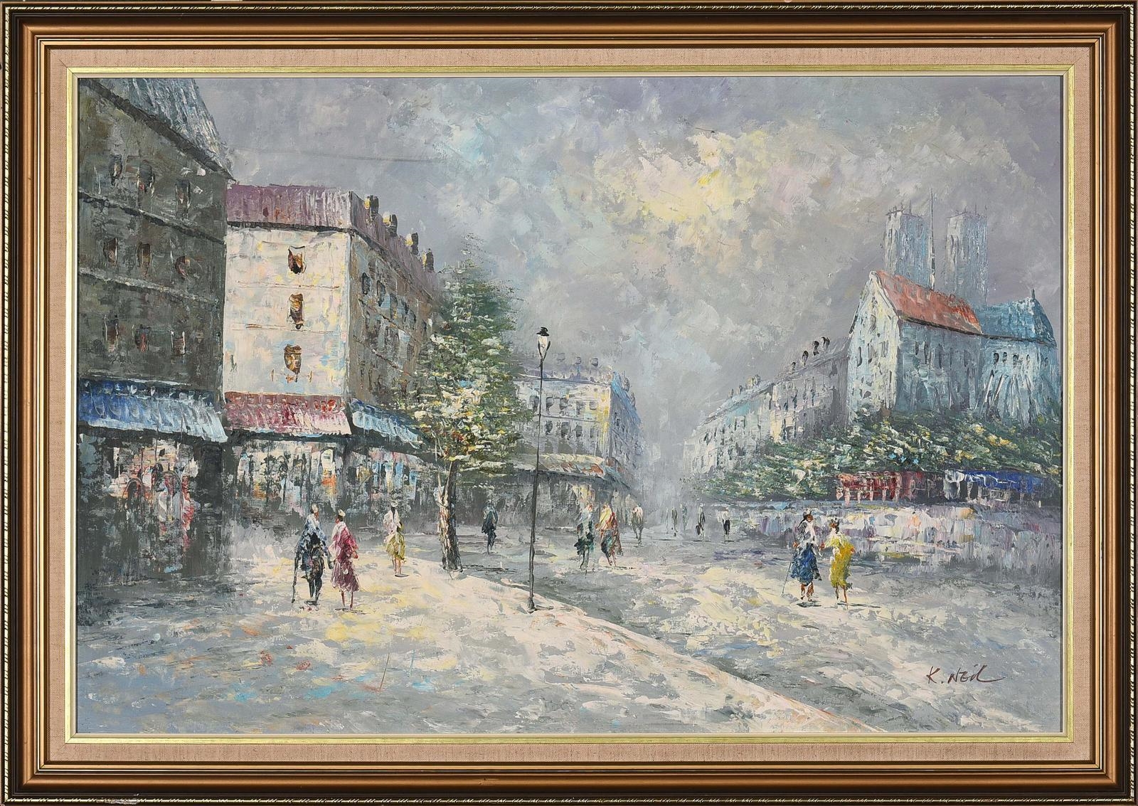 K. Neil | Signed K. Neil, Parisian Street Scene | MutualArt