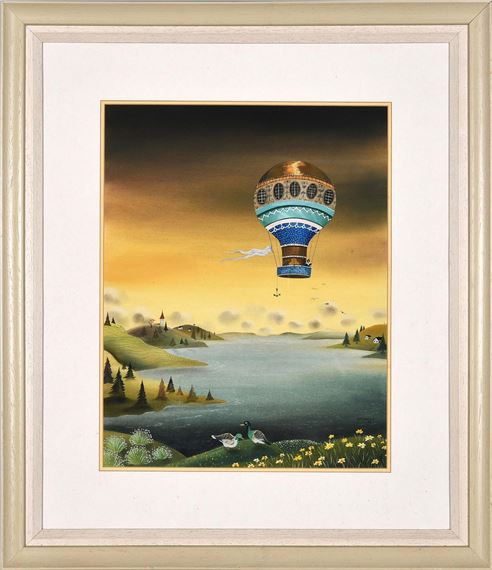 Edith Bremer | Hot Air Balloon Over Lake (1989) | MutualArt