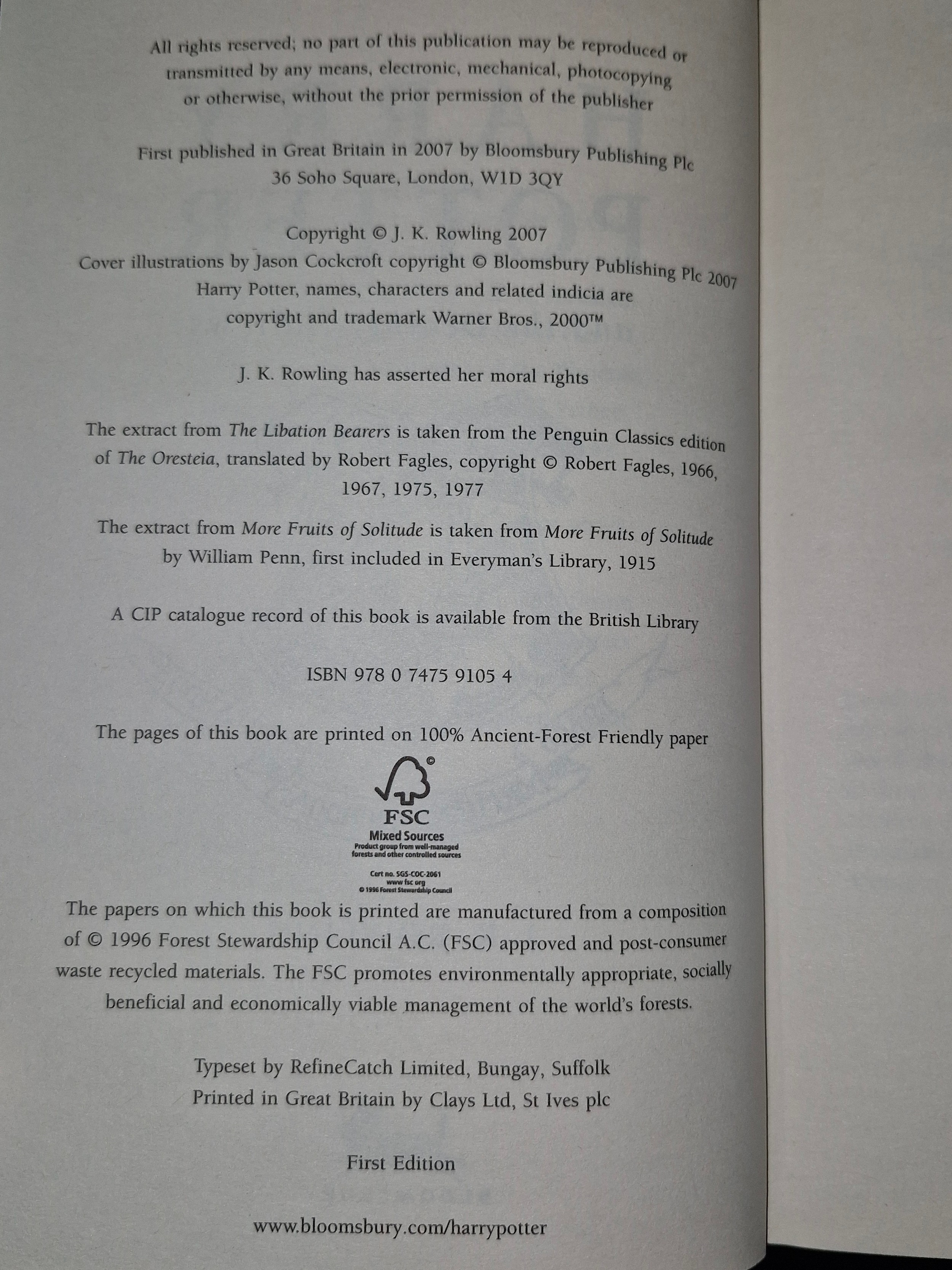 Mark Winslow Potter | Four first edition Harry Potter hard back books ...