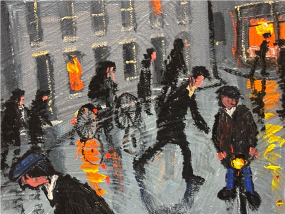 James Downie | 20TH CENTURY OIL ON CANVAS FIGURES IN A NIGHT STREET ...