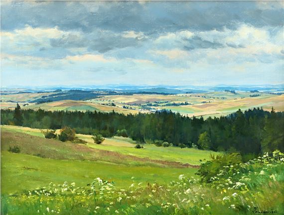 Josef Jambor | Kvetoucí stráň s výhledem do krajiny (1950) | MutualArt