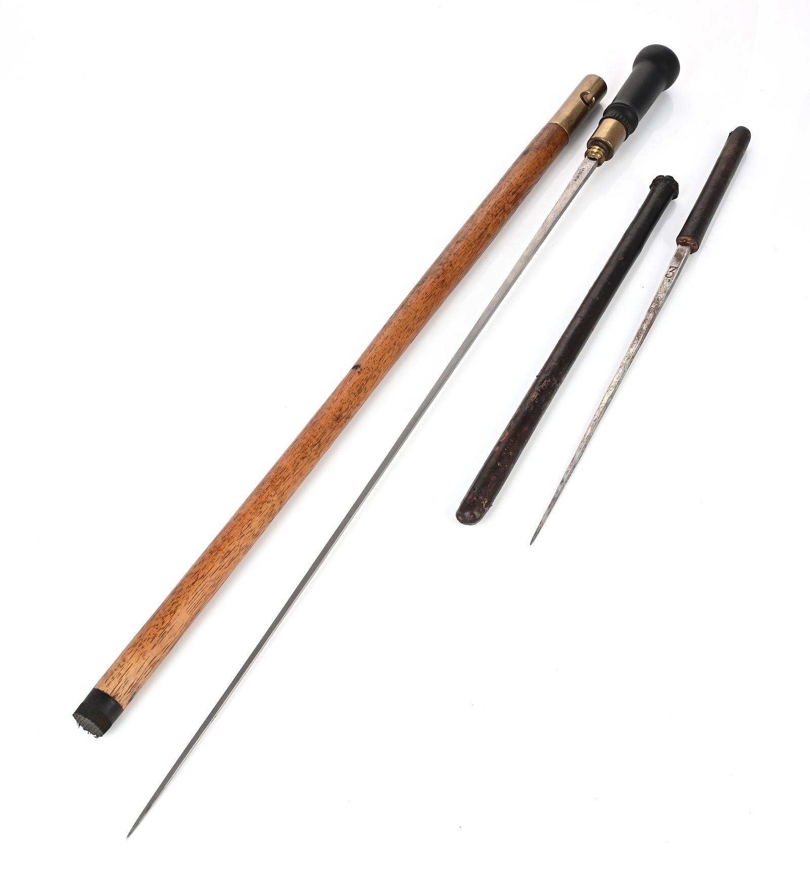 Stick | Leather clad officers sword stick/ baton, the blade stamped '3 ...