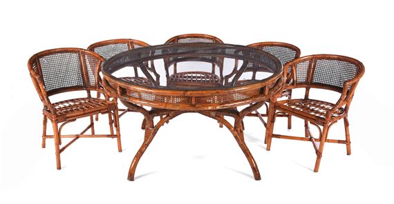 Above | Cane and wicker patio dining suite comprising of five chairs ...