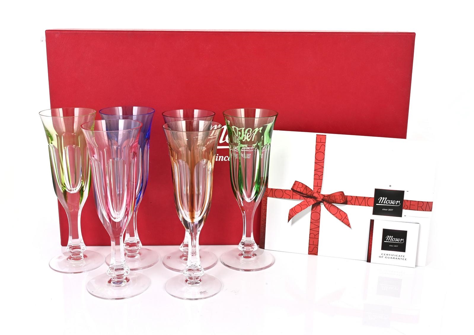 Heinrich Hussmann | Set of six Moser Crystal 'Lady Hamilton' harlequin ...