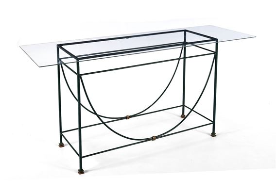 Green | Green painted metal and glass hall table | MutualArt