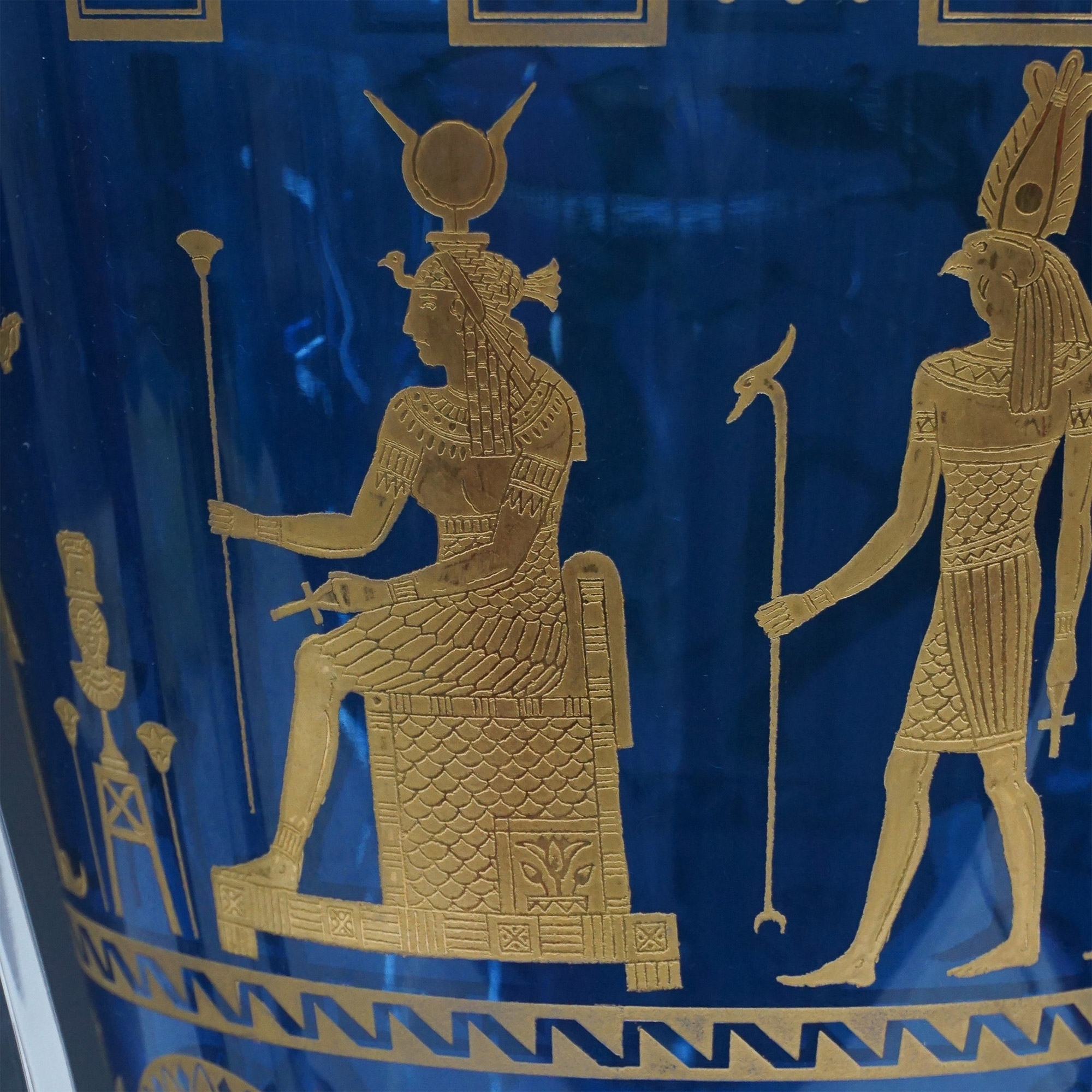 Egyptian Revival | Baccarat Egyptian Revival Blue Crystal Vase, Anubis ...