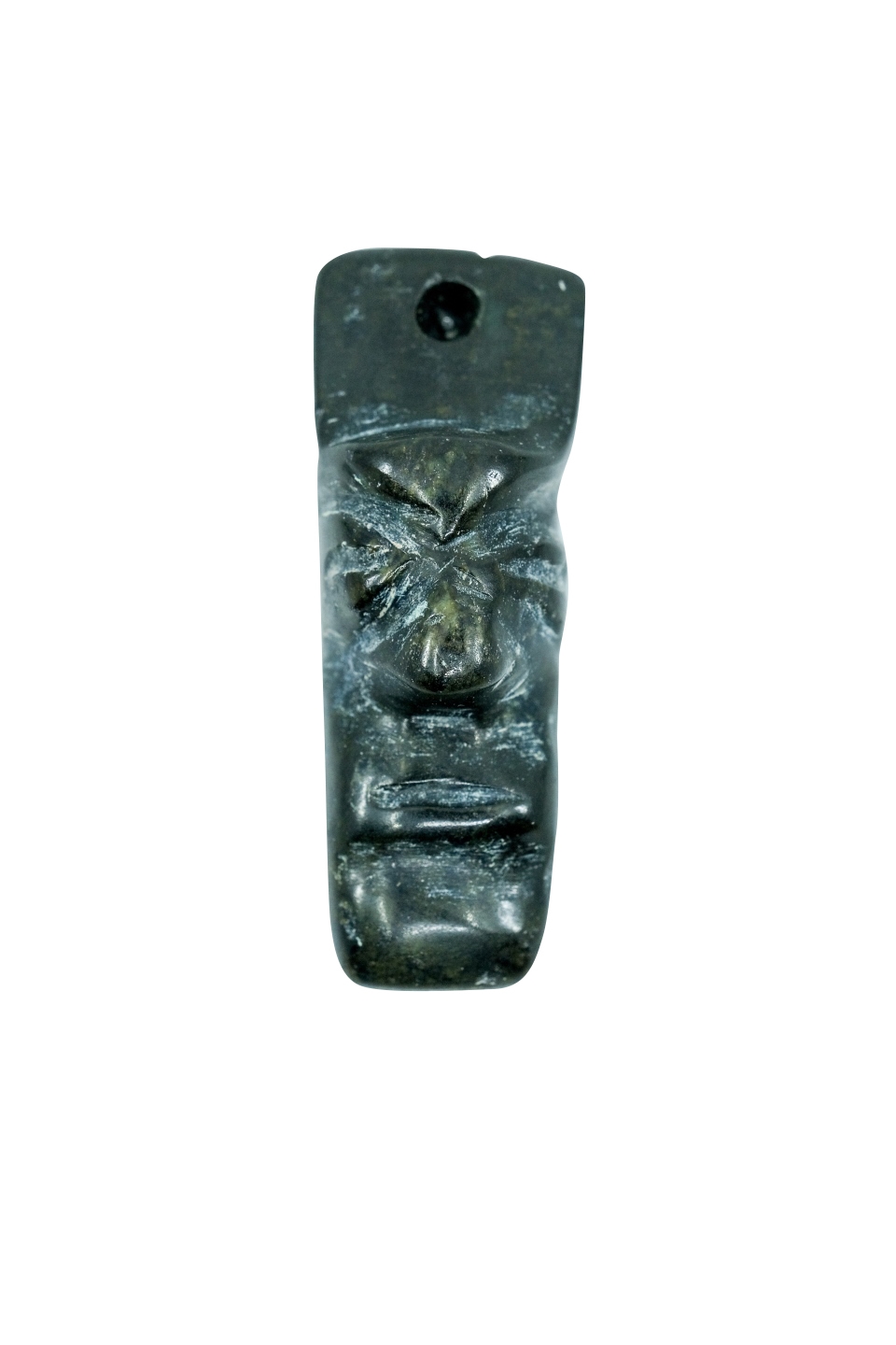 Costa | PRE-COLUMBIAN CARVED JADE FACE BEAD PENDANT | MutualArt