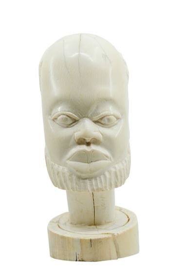 Ivory | LARGE ANTIQUE AFRICAN PRE-BAN IVORY CARVED HEAD | MutualArt