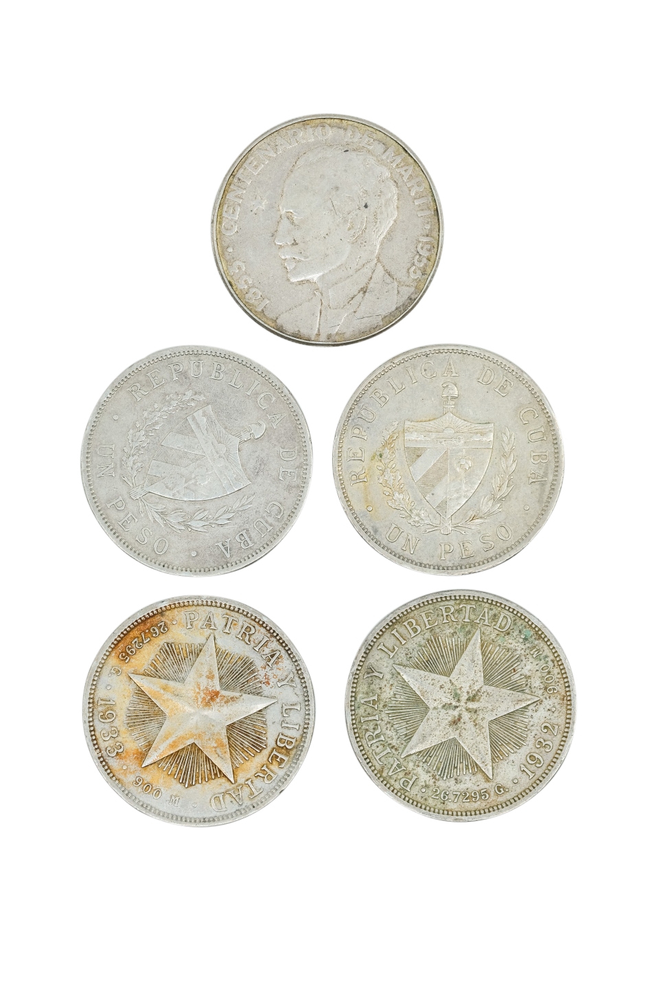 Silver | CUBAN SILVER COINS, UN PESO, SET OF 5 (1953) | MutualArt