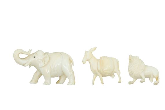 Ivory | ANTIQUE PRE-BAN IVORY CARVED MINIATURE ANIMALS | MutualArt