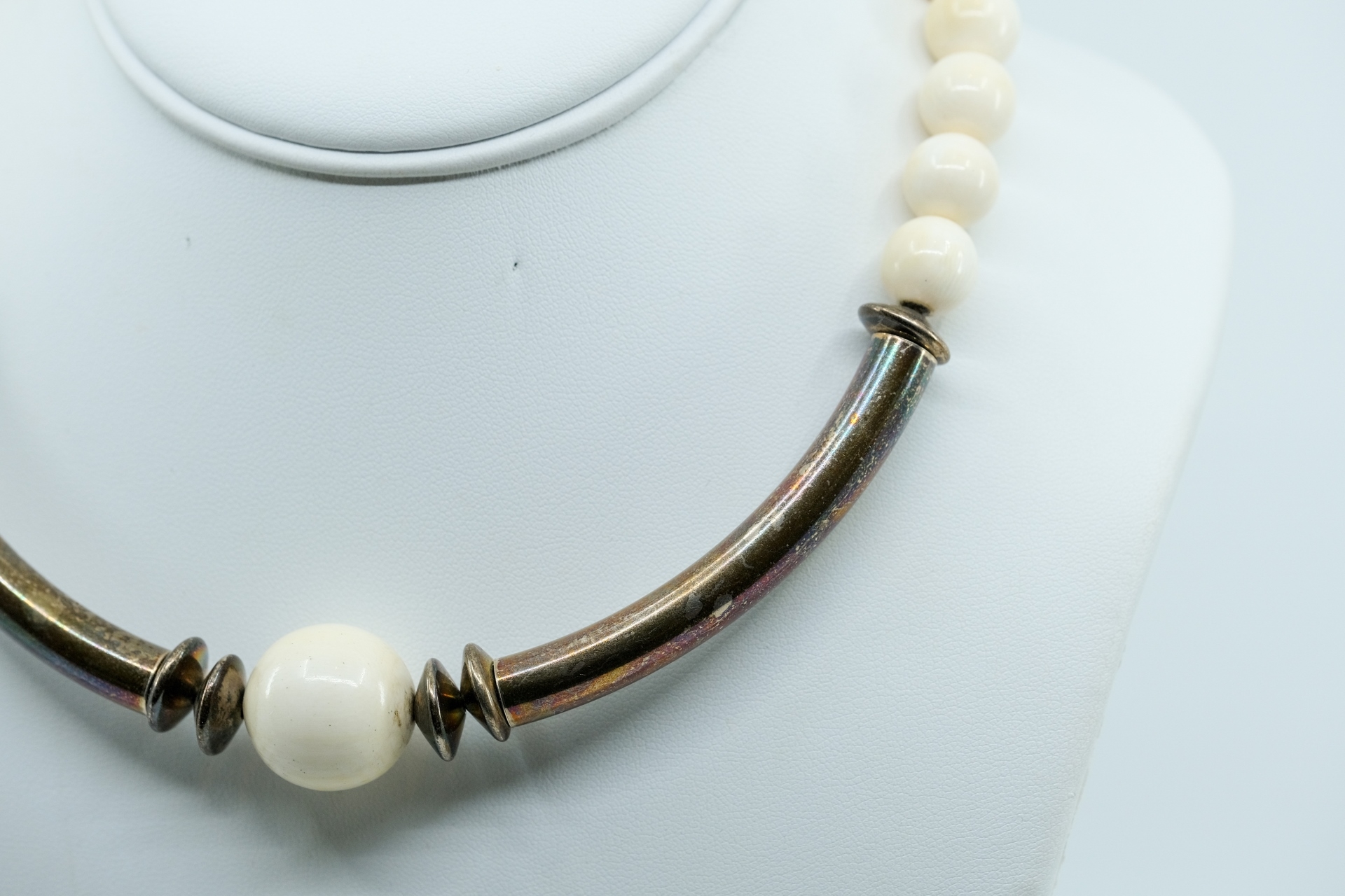 Silver | ANTIQUE PRE-BAN IVORY AND SILVER NECKLACE | MutualArt