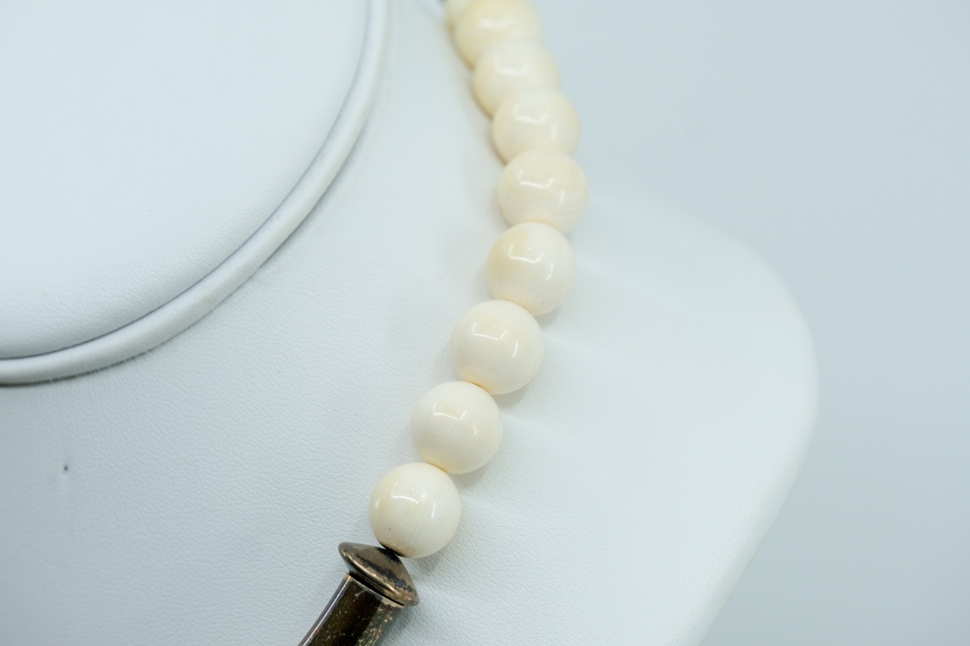 Silver | ANTIQUE PRE-BAN IVORY AND SILVER NECKLACE | MutualArt