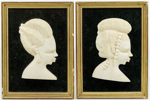 Ivory | ANTIQUE AFRICAN PRE-BAN IVORY CARVED FEMALE PROFIL | MutualArt