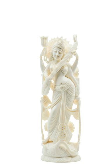 Ivory | ANTIQUE PRE-BAN IVORY FIGURE OF GODDESS LAKSHMI | MutualArt