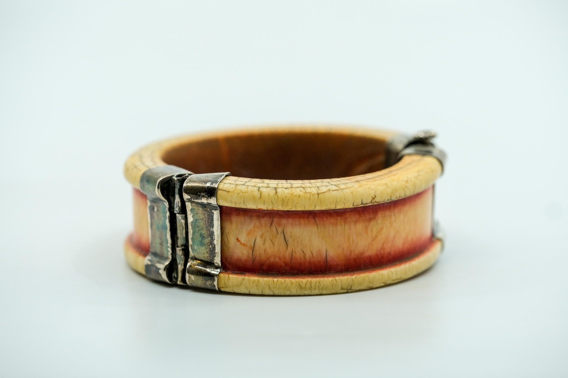 Silver | ANTIQUE STAINED PRE-BAN IVORY BRACELET WITH SILVER | MutualArt