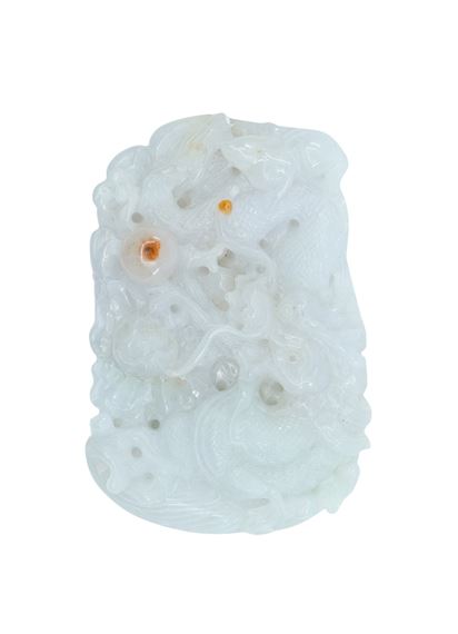 Dragon | VINTAGE TRANSLUCENT JADE CARVED DRAGON PENDANT | MutualArt