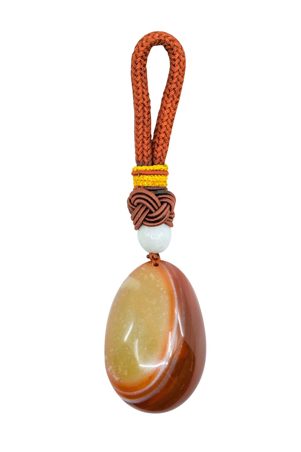 Agate | VINTAGE CARVED AGATE PENDANT ON CORD W/AGATE BEAD | MutualArt