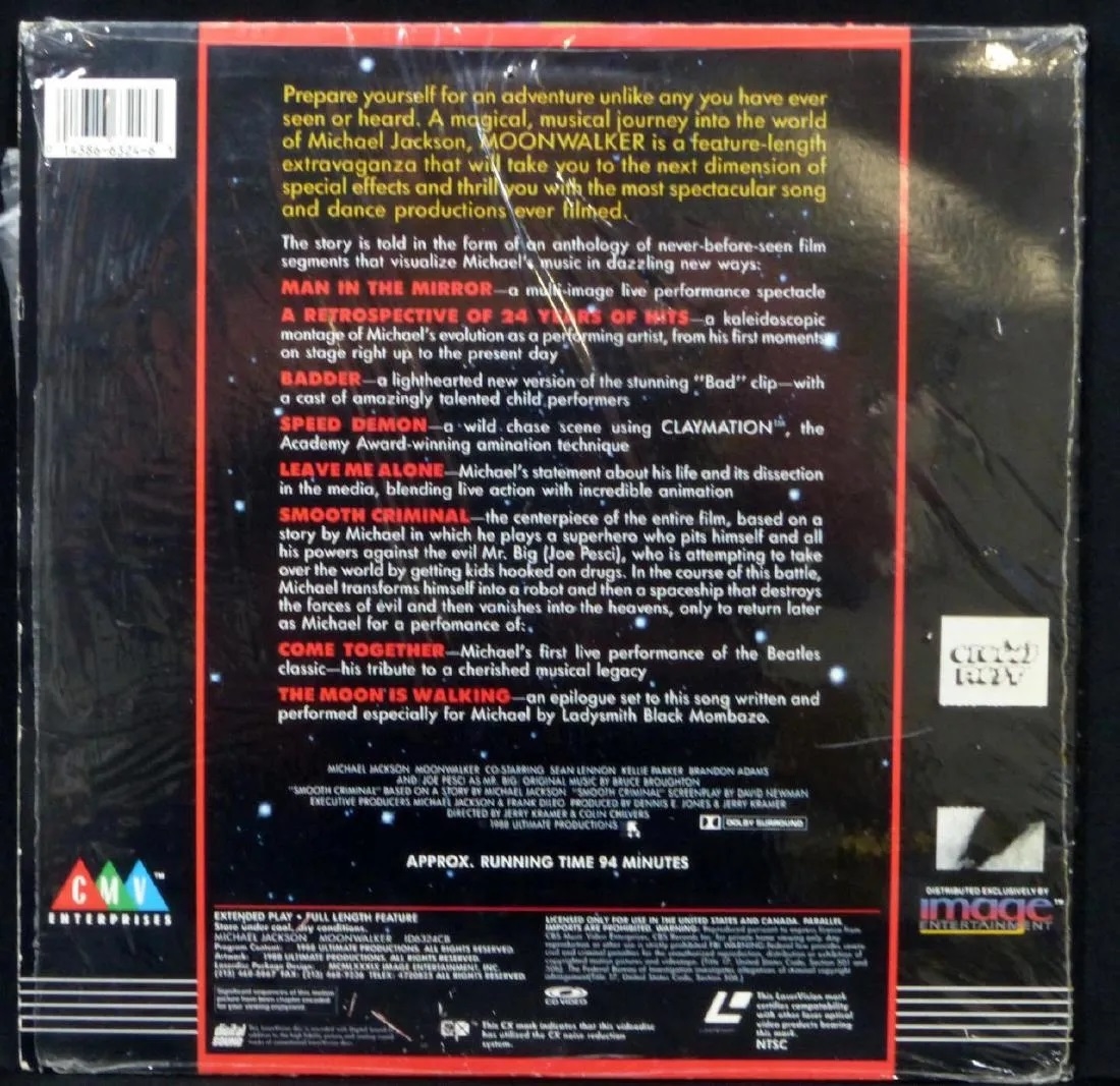 Michael Jackson | MICHAEL JACKSON MOONWALKER THE MUSIC LASER DISK ...