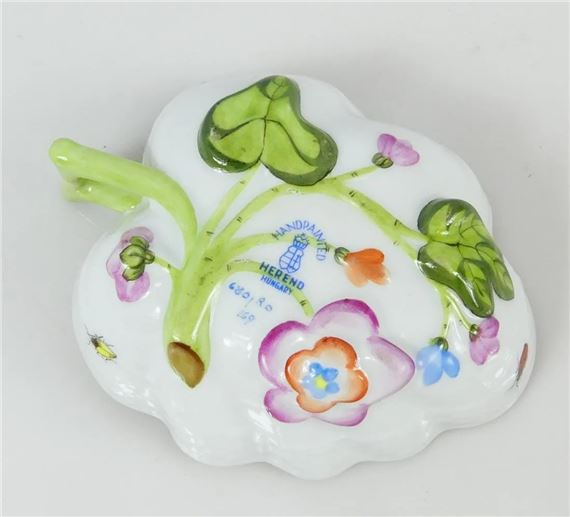 Herend | HEREND ROTHSCHILD PORCELAIN LEAF FORM DISH | MutualArt