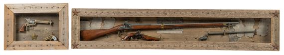SHADOW | 4) Non-Firing Replica Firearms Mounted in Rustic Shadow Boxes ...