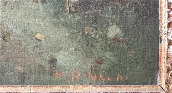 M. Rinaldi | Figures with umbrella walking along a shoreline path ...