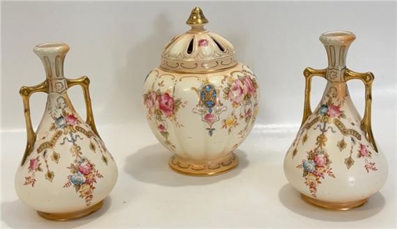 DeVon Stanfield | QUALITY 3 PIECE CROWN DEVON VASES & URN | MutualArt
