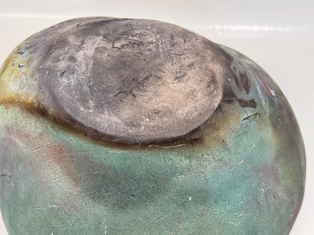 Susan Lavenstein | LARGE SUSAN LEVENSTEIN SIGNED RAKU POTTERY BOWL ...
