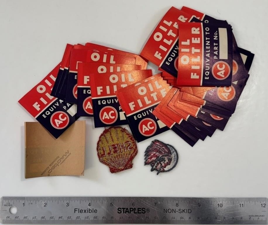 Large | LARGE COLLECTION OF AC OIL FILTER STICKERS & BADGE | MutualArt
