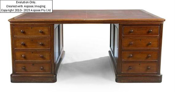 Above | the tooled leather writing surface above and arrangement of ...