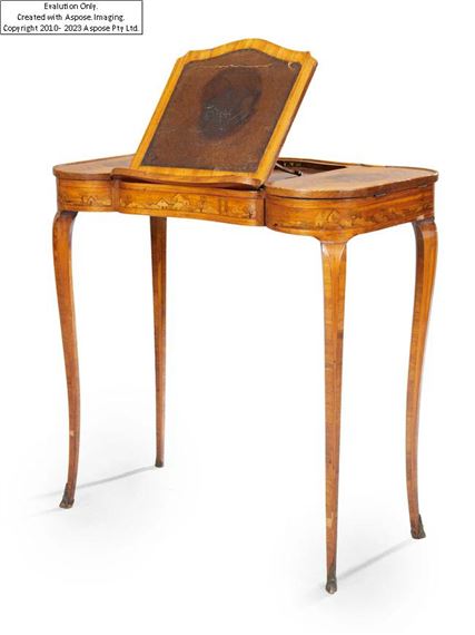 Above | with hinged writing surface flanked by two hinged compartments ...