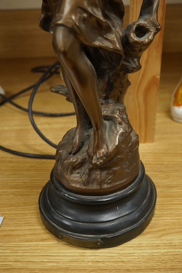 Louis Auguste Moreau | a spelter figural table lamp ‘Charmeuse | MutualArt