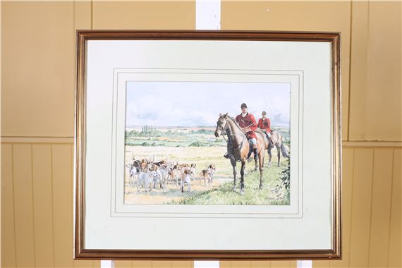 Mary Reynolds | MARY REYNOLDS Hunting Scene Watercolour Signed lower ...