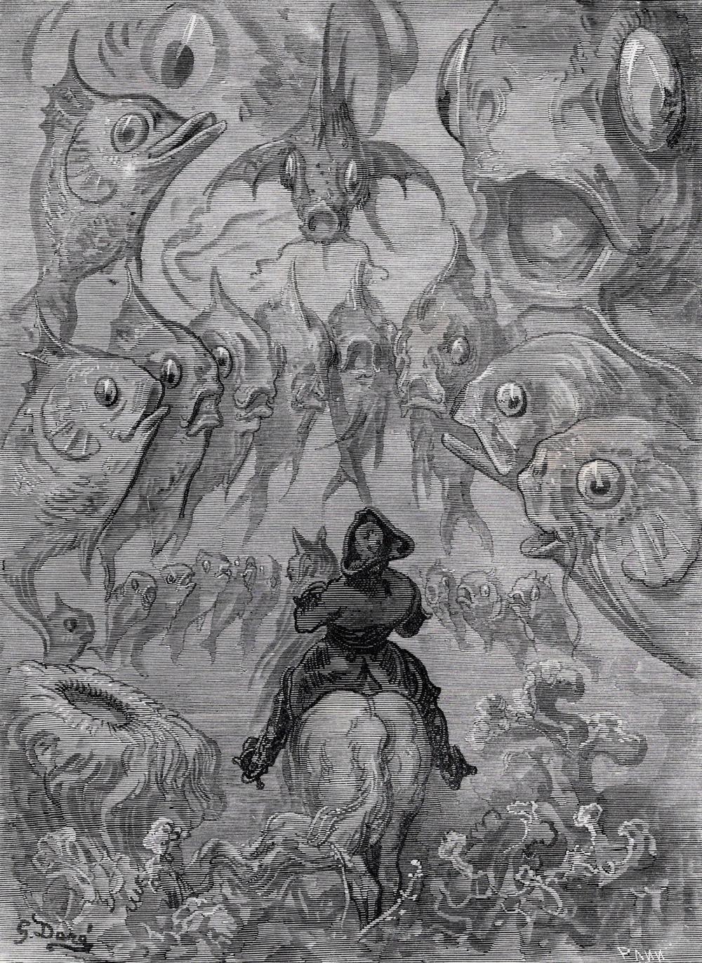Gustave Doré | 1800's GUSTAVE DORE Wood Engraving A Submarine World ...