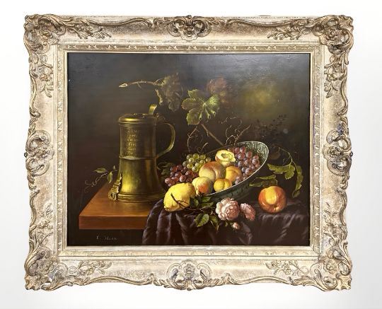 Elias Jozsa | Still life with grapes and fruit | MutualArt