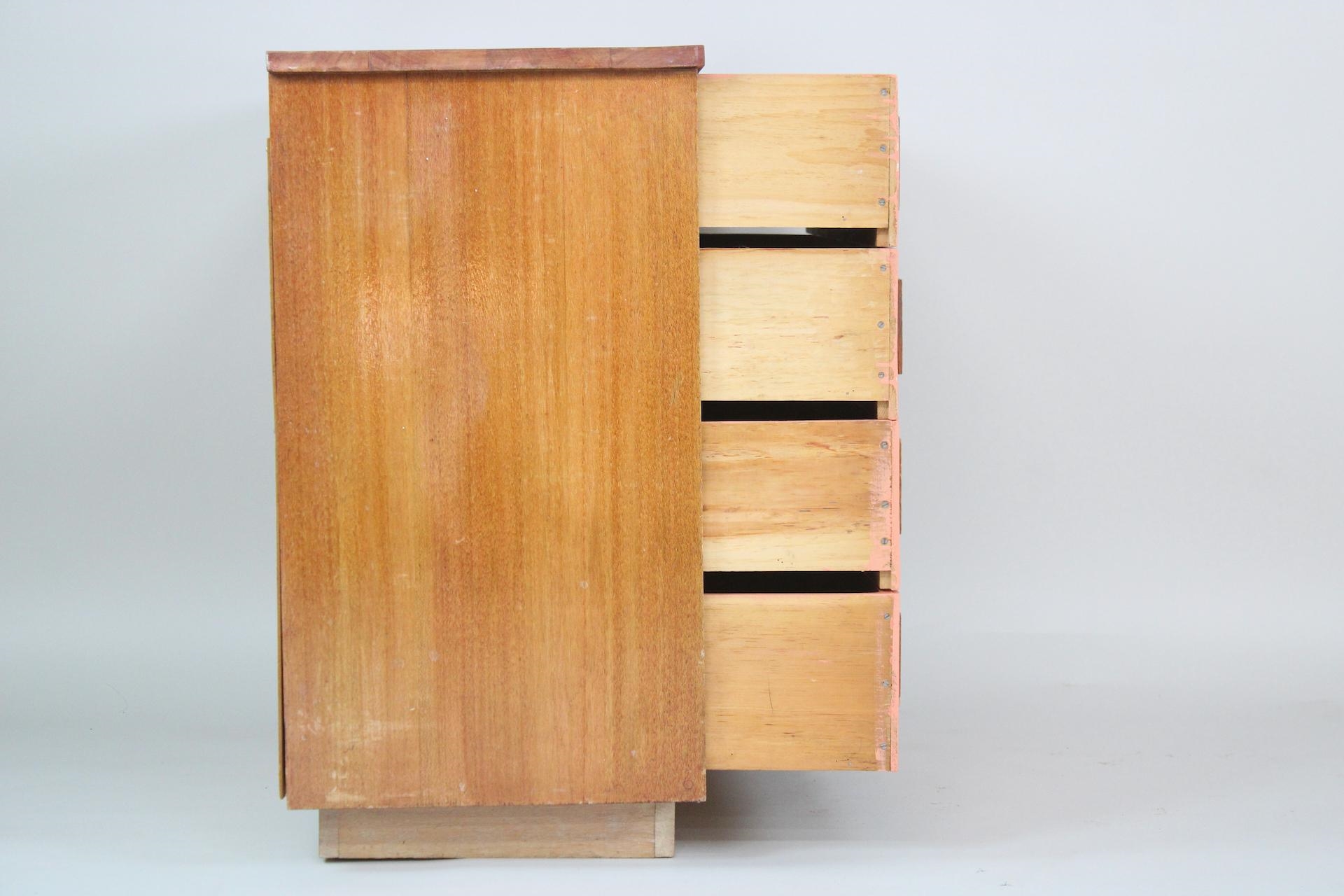 Front | Mid-Century Modern Pink Wood Brutalist Dresser | MutualArt