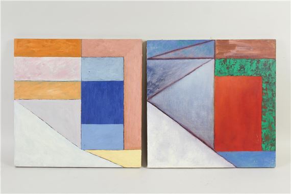 Clark Murray | Pair of Clark Murray Geometric Abstract Paintings (1982 ...