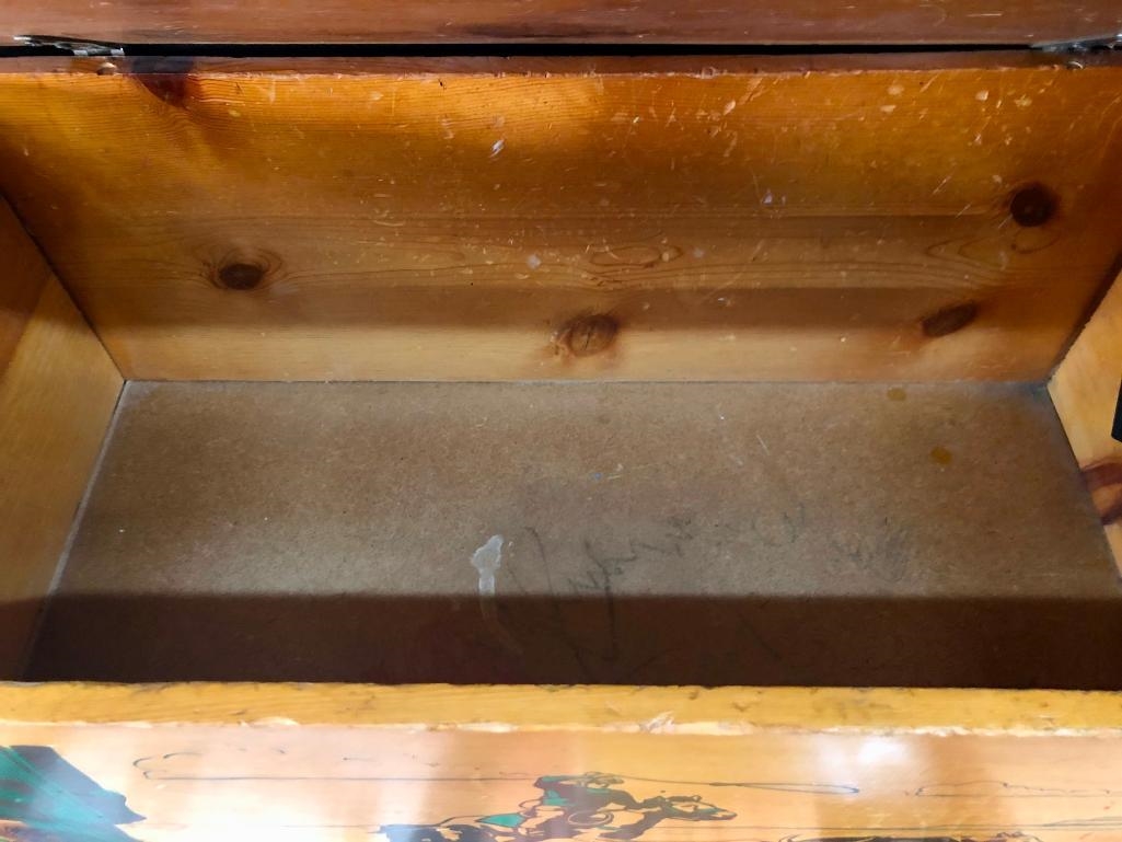 Normal | Vintage Cowboy Toy Chest With Miscellaneous Books, Prints, Etc ...