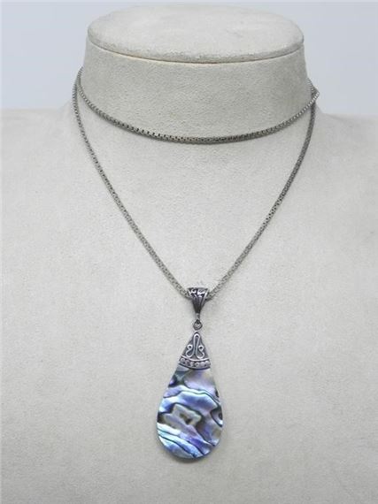 Silver | 925 SILVER & ABALONE SHELL NECKLACE 11.11g | MutualArt