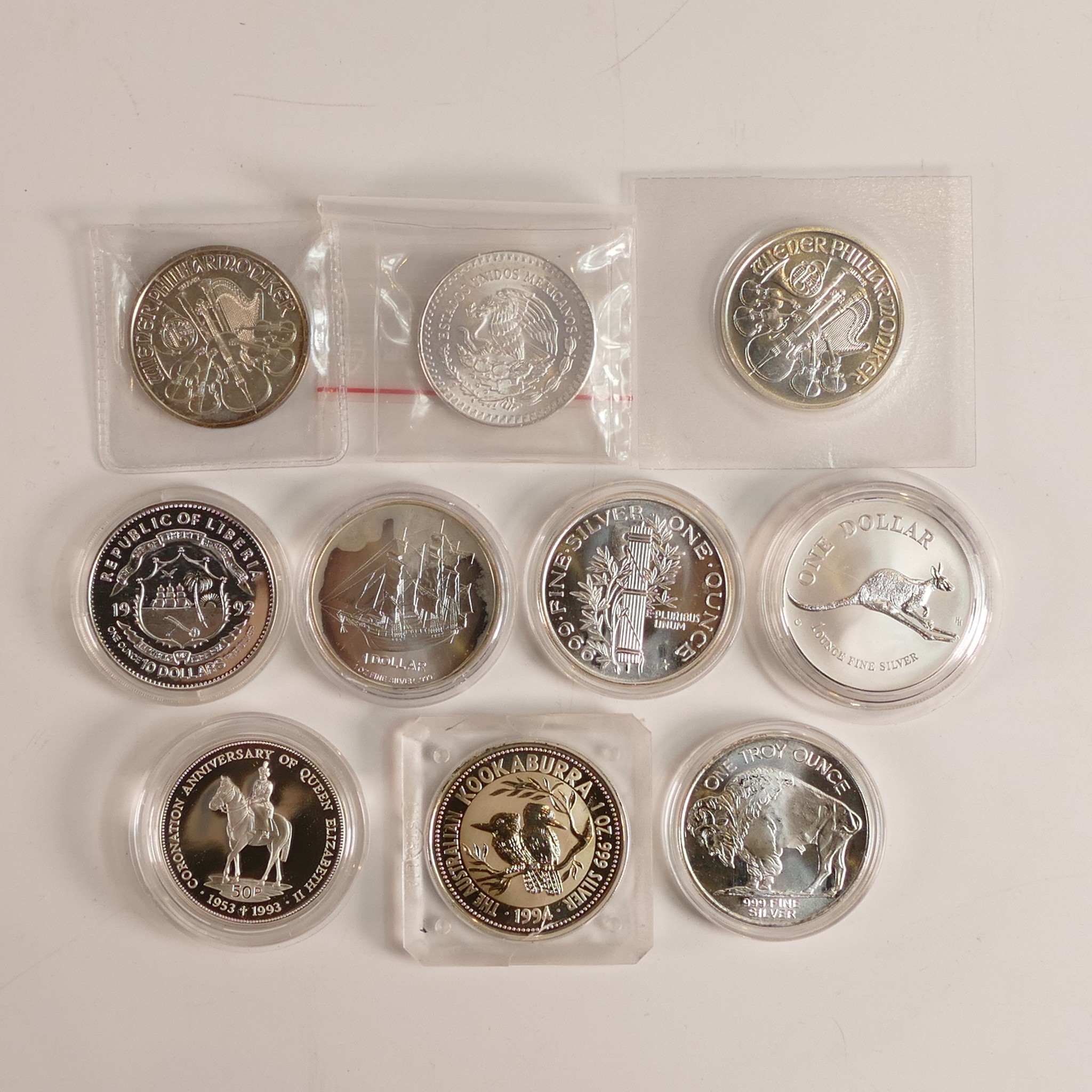 Silver | 10 x .999 fine Silver modern assorted coins, details & dates ...
