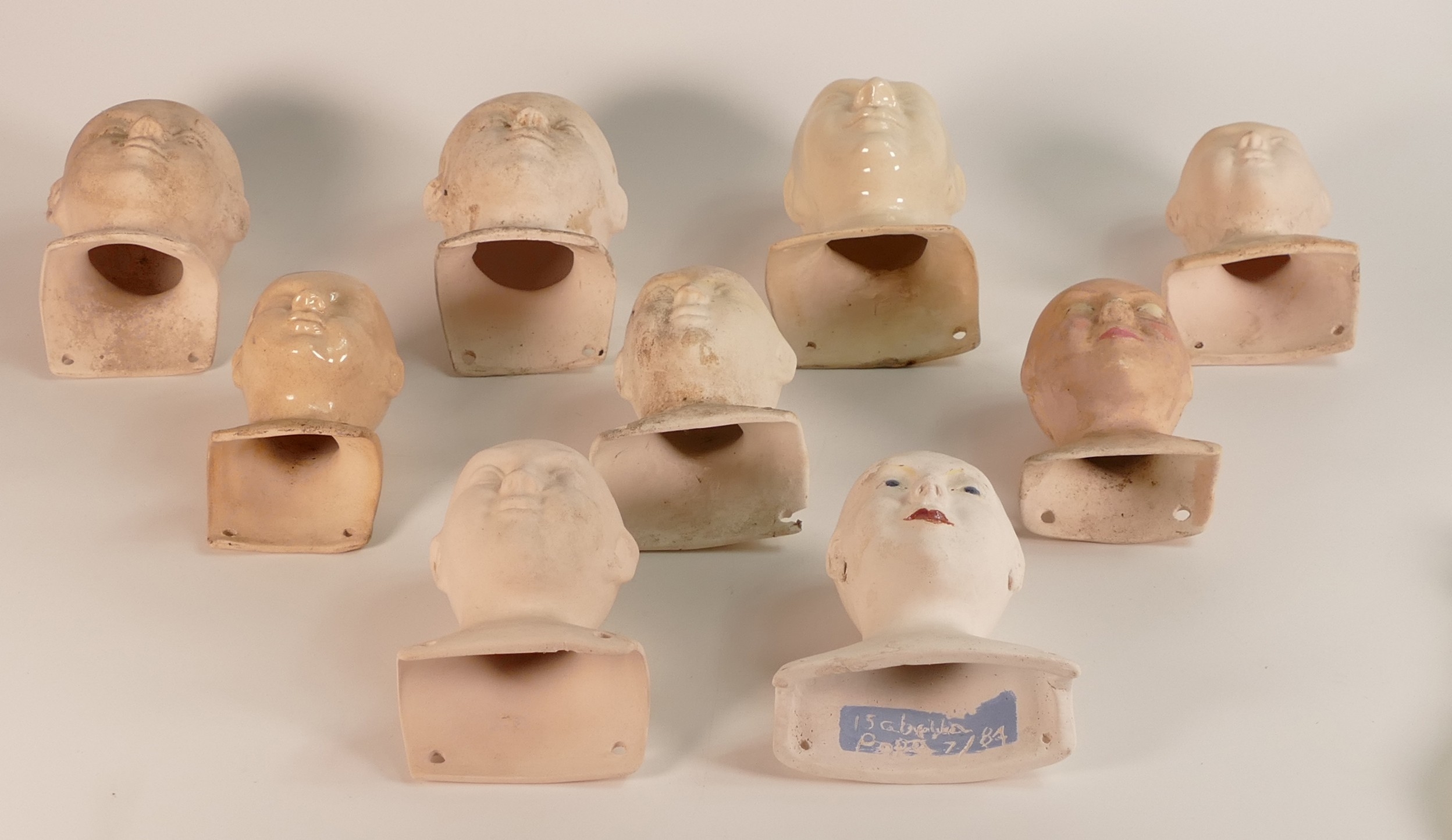 Isabella Pope | Isabella Pope, nine Studio Pottery cushion doll heads. Pope was a Master Potter ...