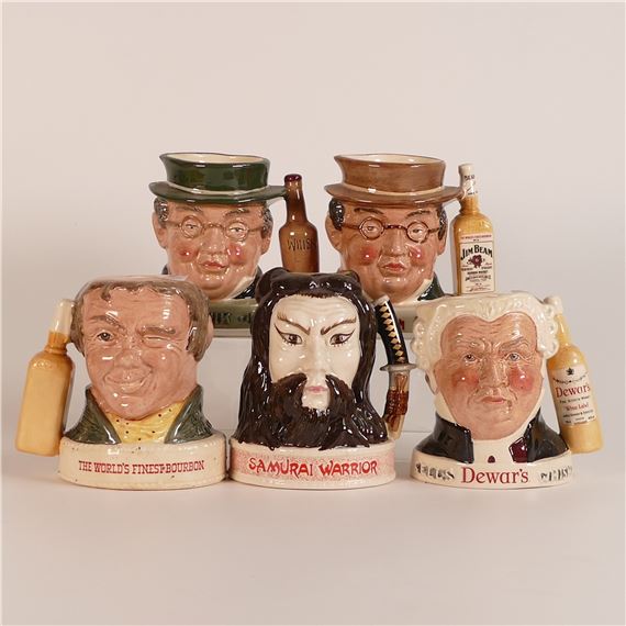 Royal Doulton | Royal Doulton, five Whisky decanters and jugs including Sgt Buzzfuzz, Samurai ...