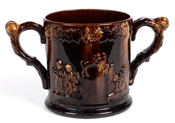 Large | LARGE ROCKINGHAM-GLAZED POTTERY TWO-HANDLED LOVING CUP / MUG ...