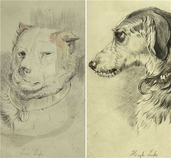 Nellie Harrison | NELLIE HARRISON two drawings of dogs - entitled 'Low ...