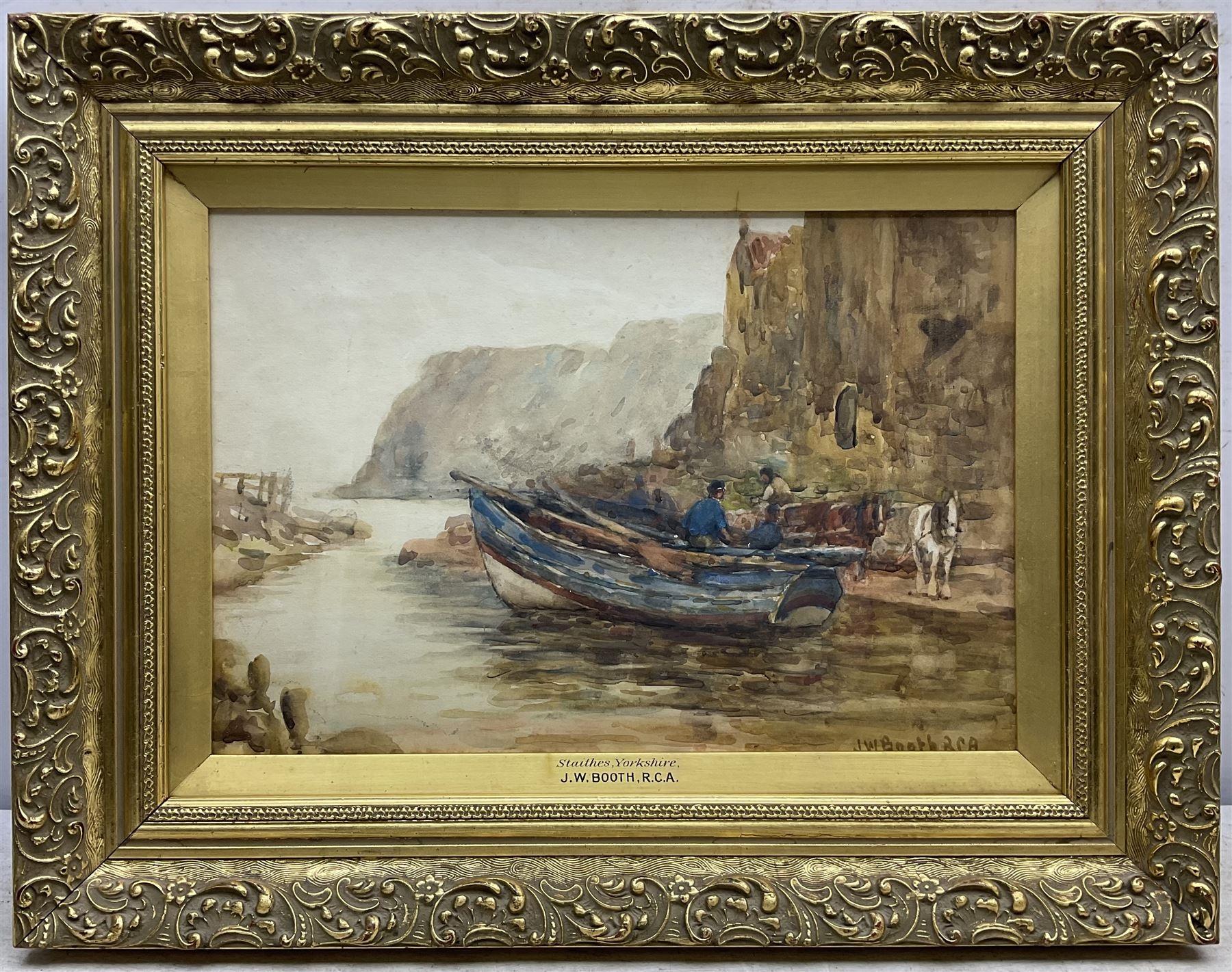 James William Booth | Cobles at Staithes with Horse and Cart on the ...