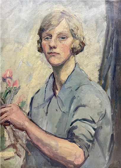 Philip Naviasky | Portrait of a Young Woman with Tulips | MutualArt