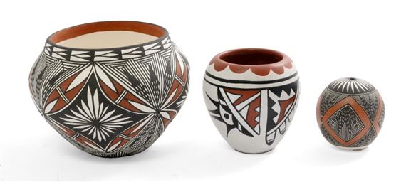 Toya Jemez | Three Native American Hand Painted Vessels | MutualArt