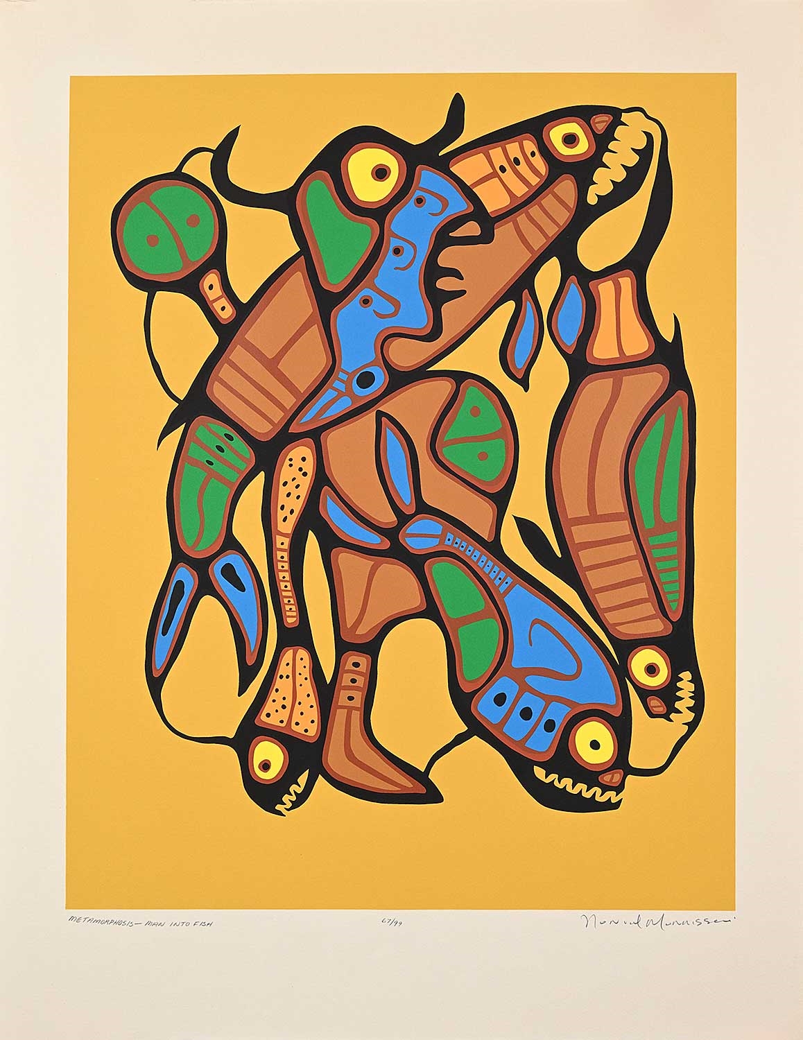Norval Morrisseau | Metamorphosis - Man into Fish #67/99 | MutualArt