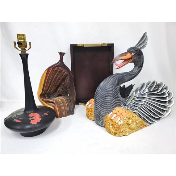 Black | Lot of 4 Carved Wood Items | MutualArt